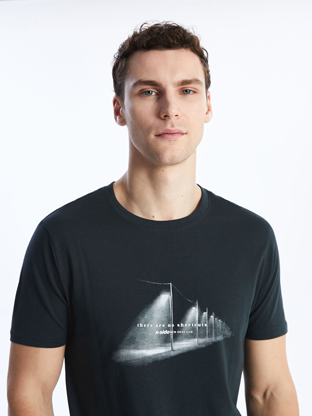 Crew Neck Short Sleeve Printed Combed Cotton Mens T Shirt S47371z8