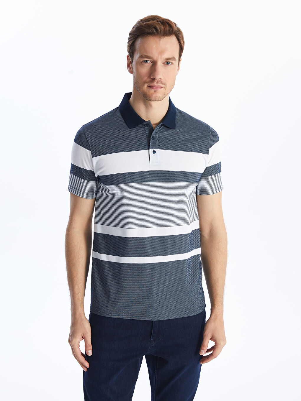 Polo Neck Short Sleeve Striped Piqué Mens T Shirt S4aa62z8 Lgs