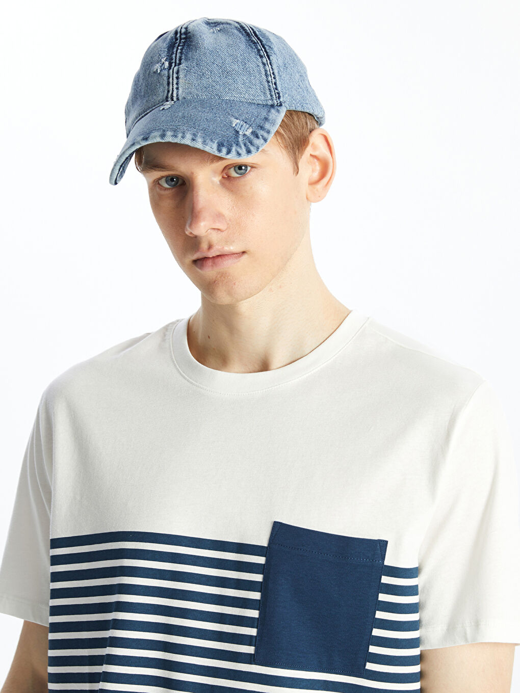 Crew Neck Short Sleeve Striped Combed Cotton Mens T Shirt S4gc40z8