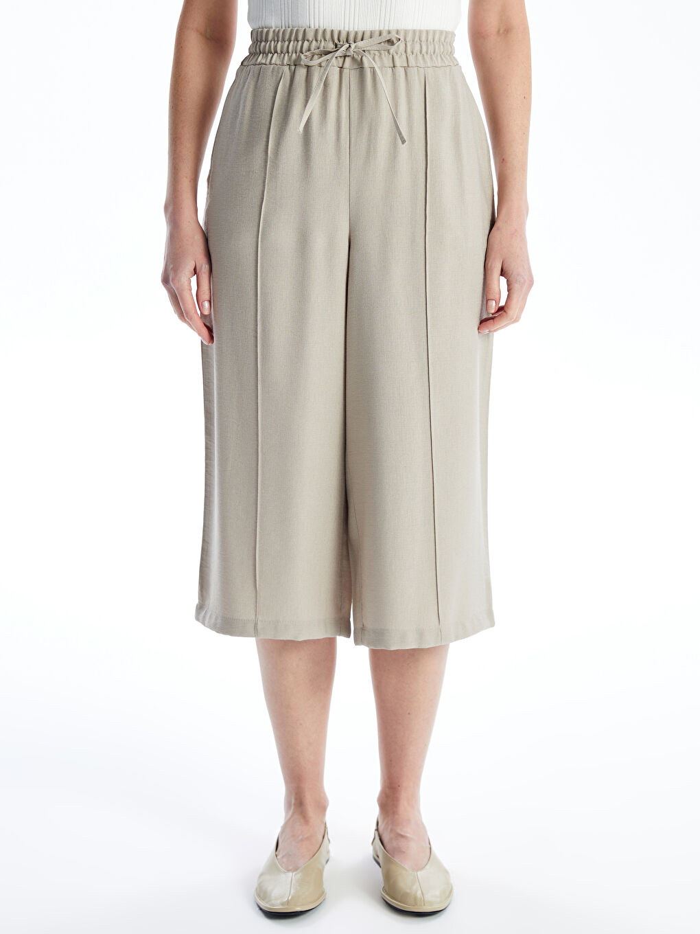 BEJ Beli Lastikli Rahat Kalıp Kadın Kapri - S4IM29Z8-GD0 | LCW