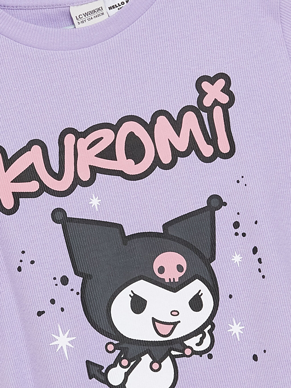 LİLA Bisiklet Yaka Kuromi Baskılı Kız Çocuk Crop Tişört - S4MB00Z4-FKW ...