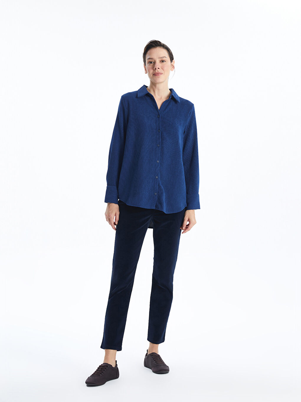 Slim Fit Velvet Women's Trousers -W4HJ60Z8-E1J - W4HJ60Z8-E1J - LC Waikiki