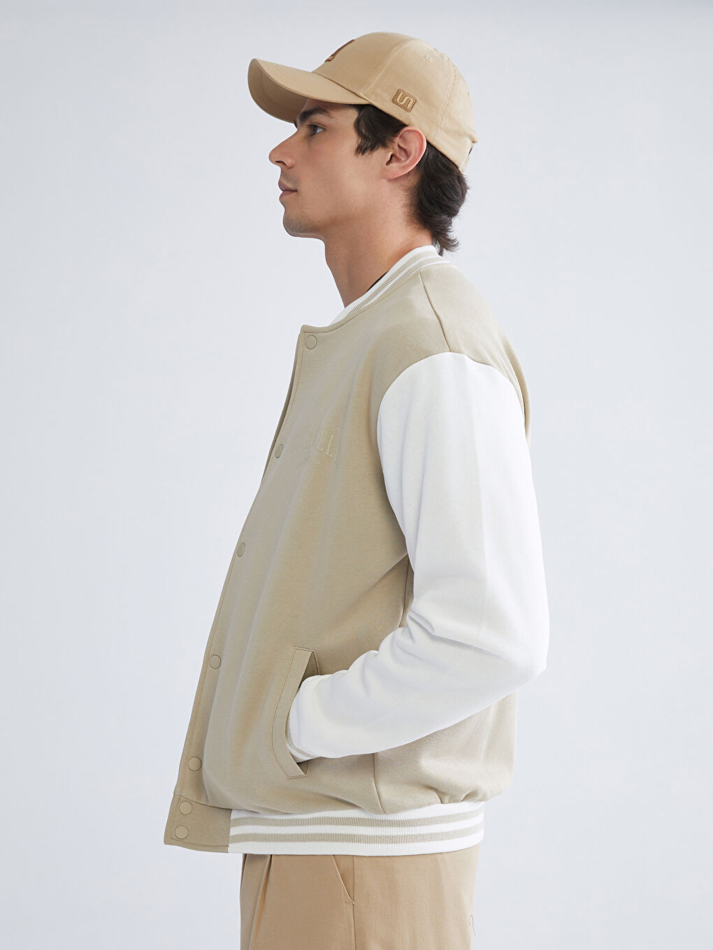 XSIDE Man BEIGE Bomber Jacket -W54760Z8-RTZ - W54760Z8-RTZ - LC Waikiki