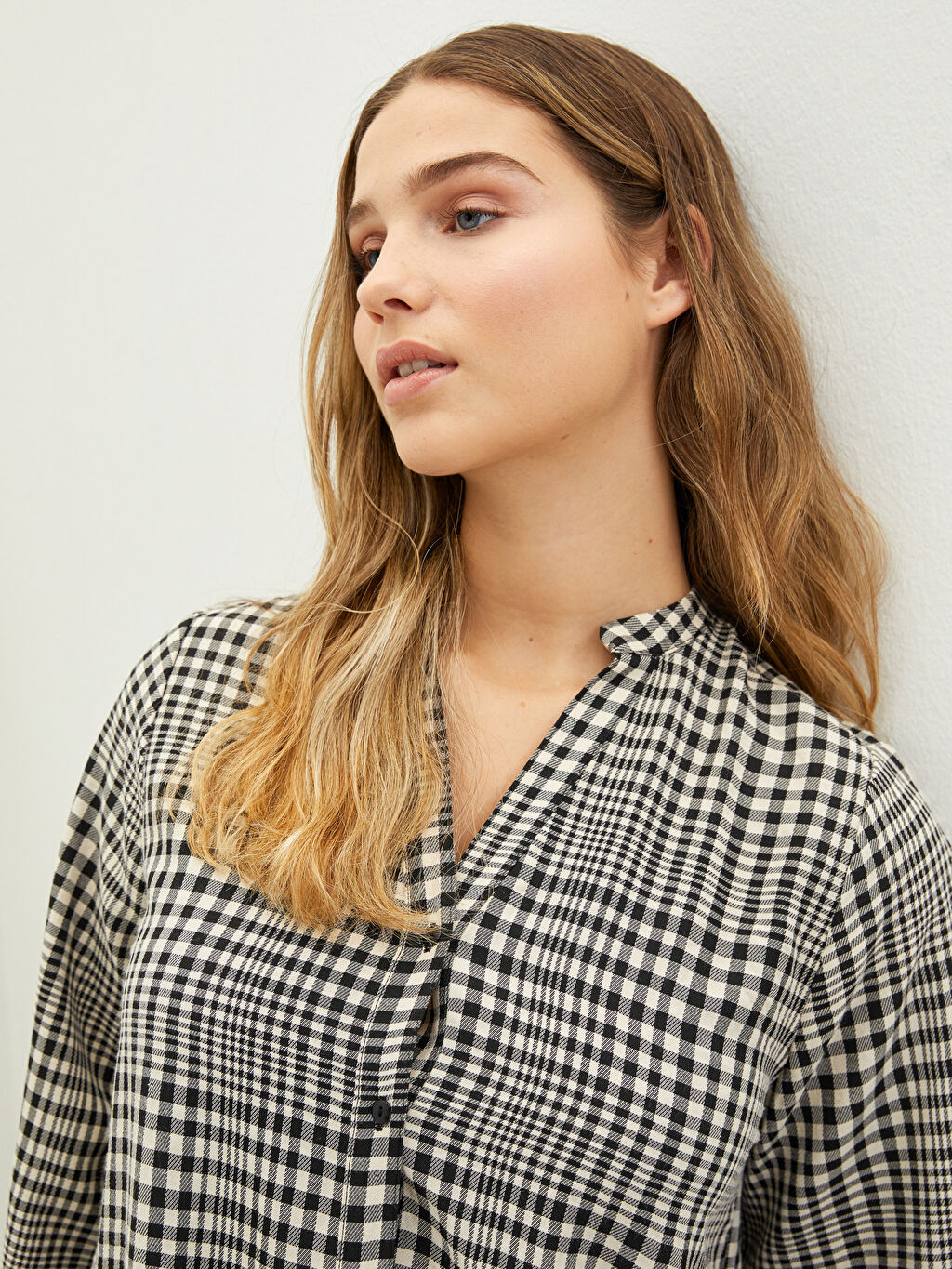 Plus Size Crew Neck Plaid Long Sleeve Womens Dress W1jl26z8 Lkx