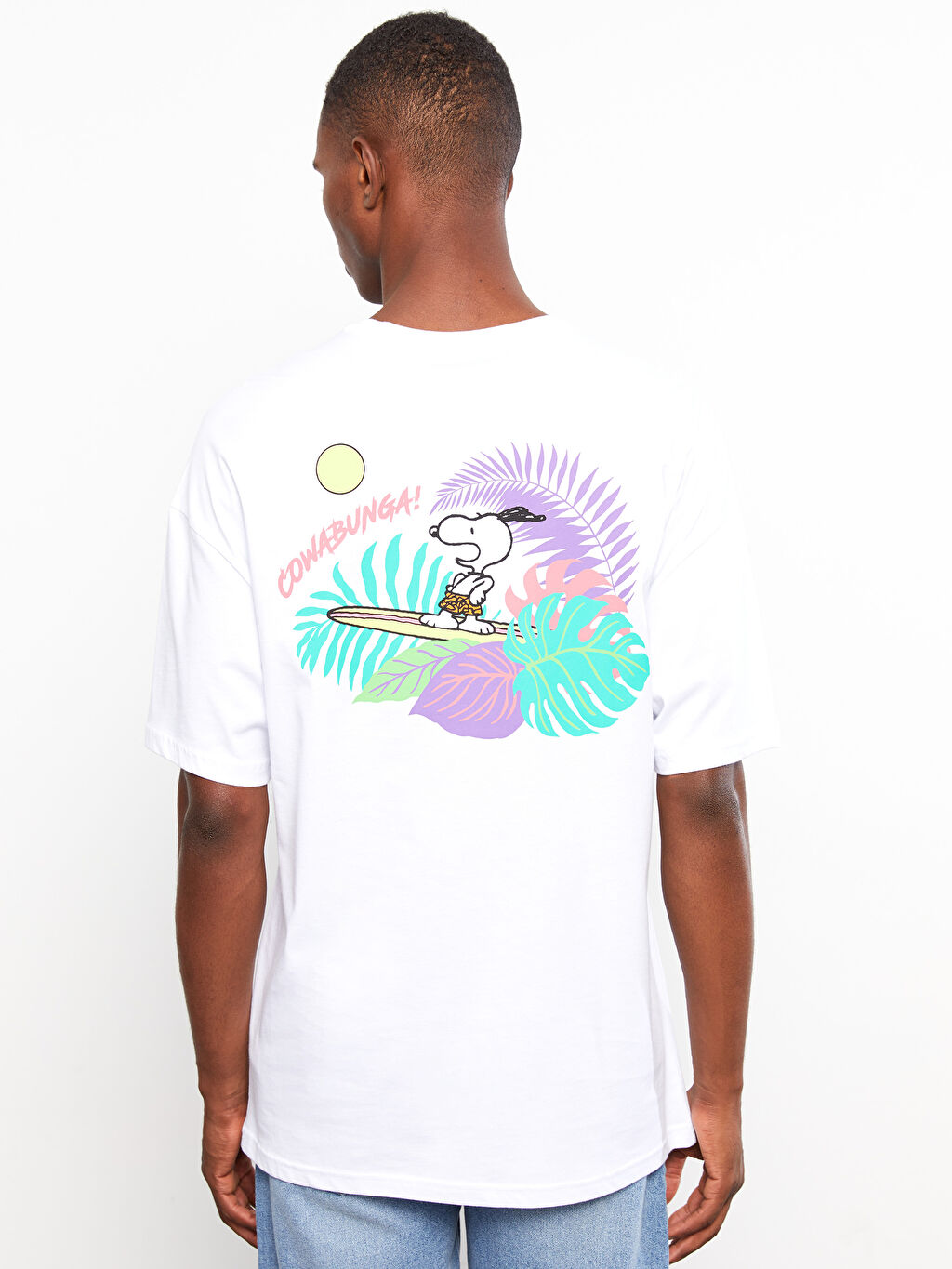 Crew Neck Short Sleeve Snoopy Printed Men's Cotton T-Shirt -S2MK51Z8 ...