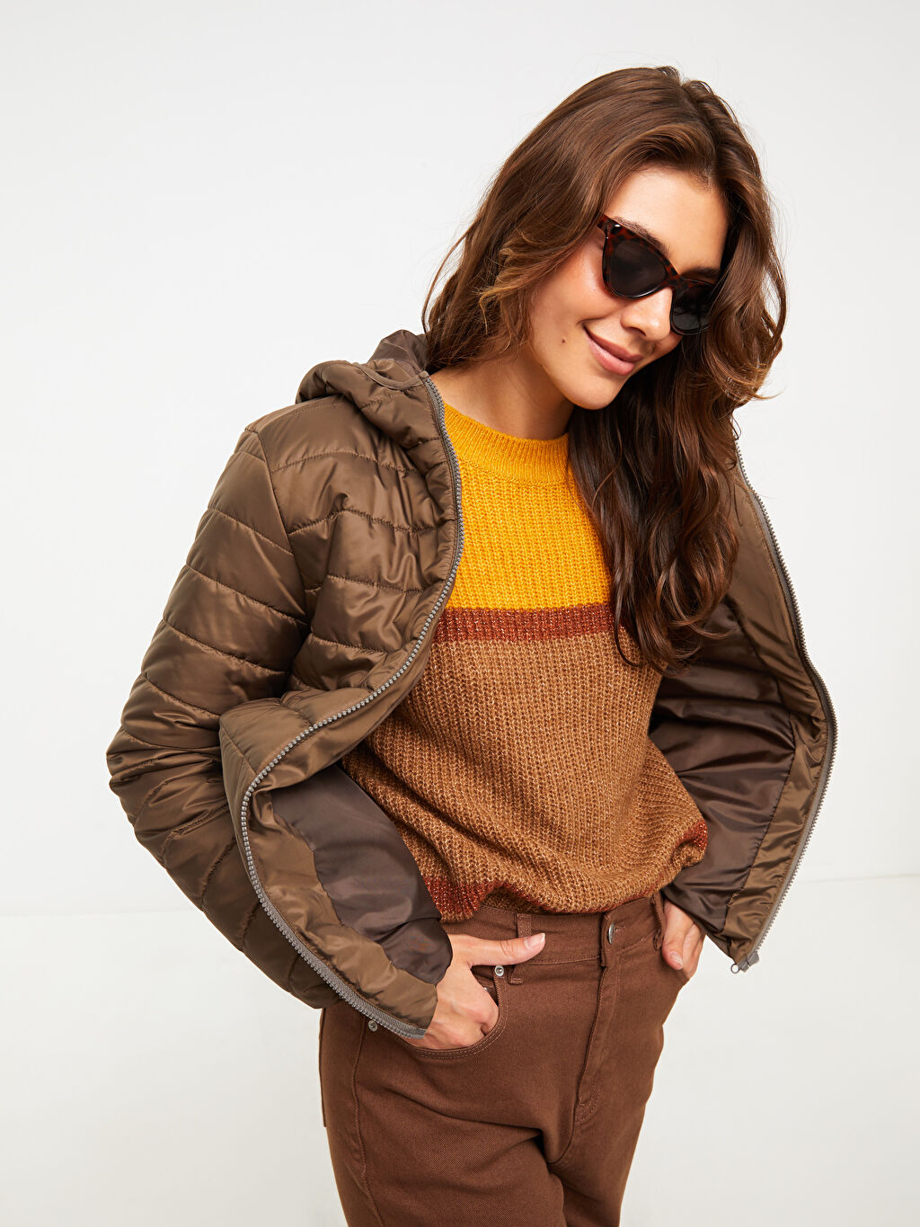 Hooded Straight Long Sleeve Women Coat -W27667Z8-RXD - W27667Z8-RXD ...