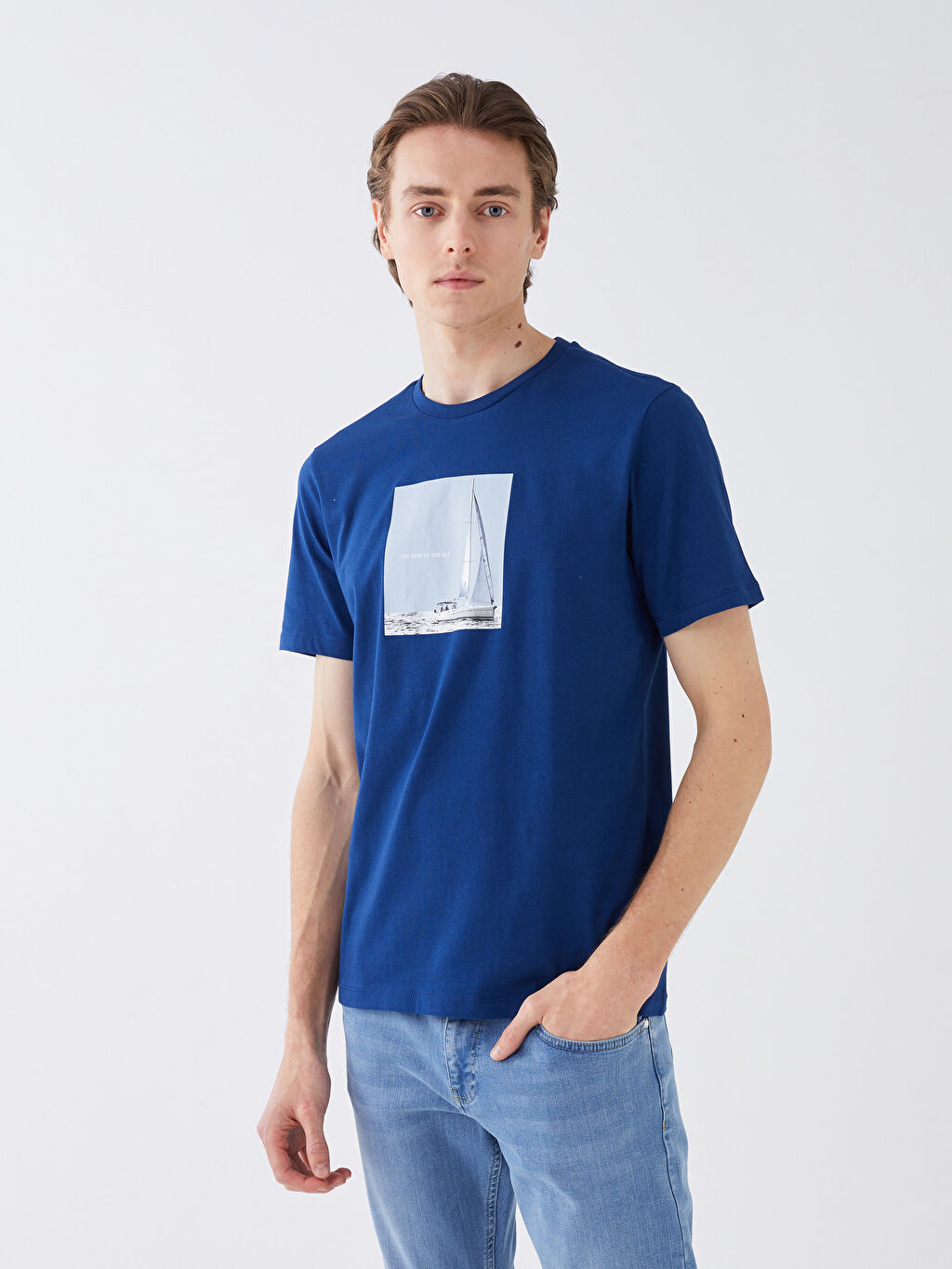 Crew Neck Short Sleeve Printed Combed Cotton Mens T Shirt S37805z8