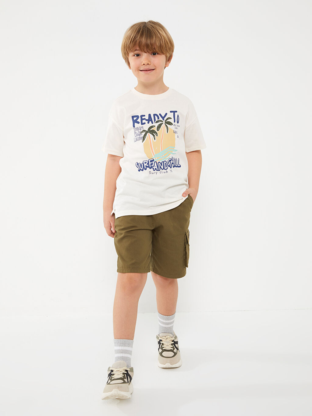 Basic Boy Cargo Shorts With Elastic Waist -S3AP22Z4-JNN - S3AP22Z4-JNN ...