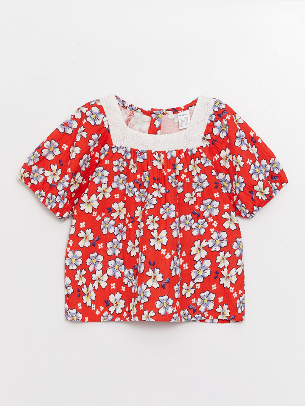 Square Collar Short Sleeve Patterned Baby Girl Blouse and Pants 2-Pack ...