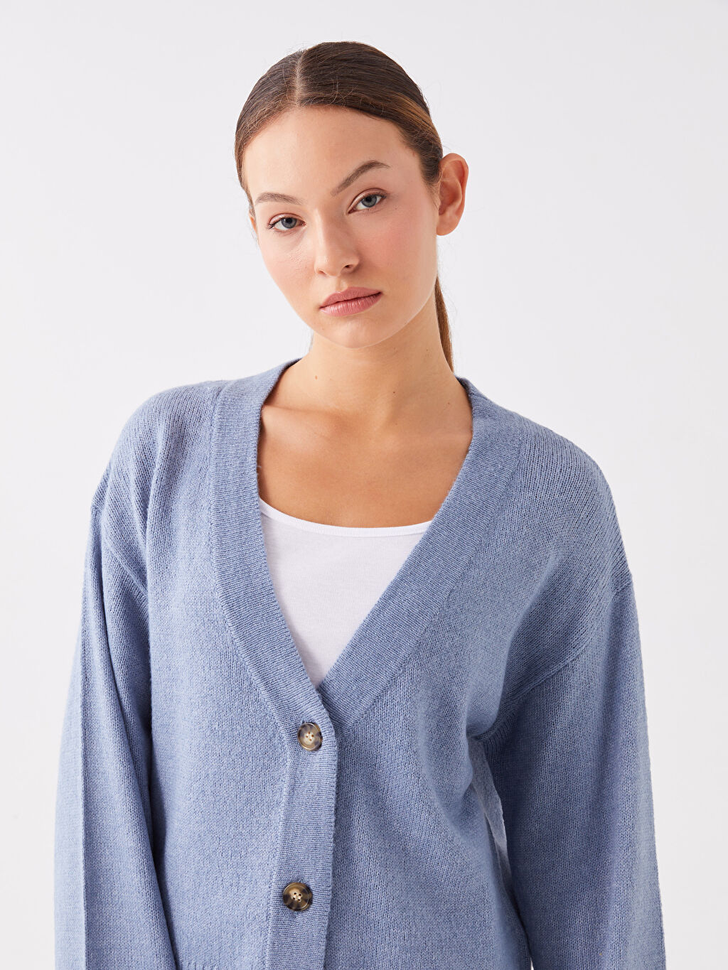 Cardigan En Tricot à Manches Longues Et Col En V Pour Femmes W3bu24z8