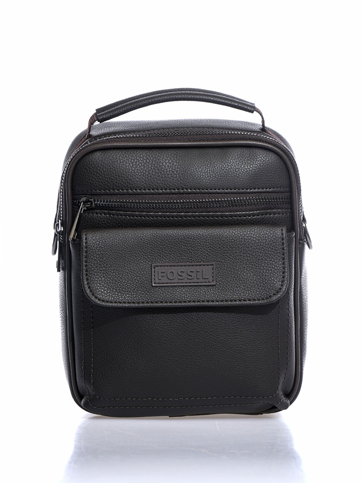 Fossil Deri Görünümlü Cep Detaylı Fermuarlı Erkek El Çantası