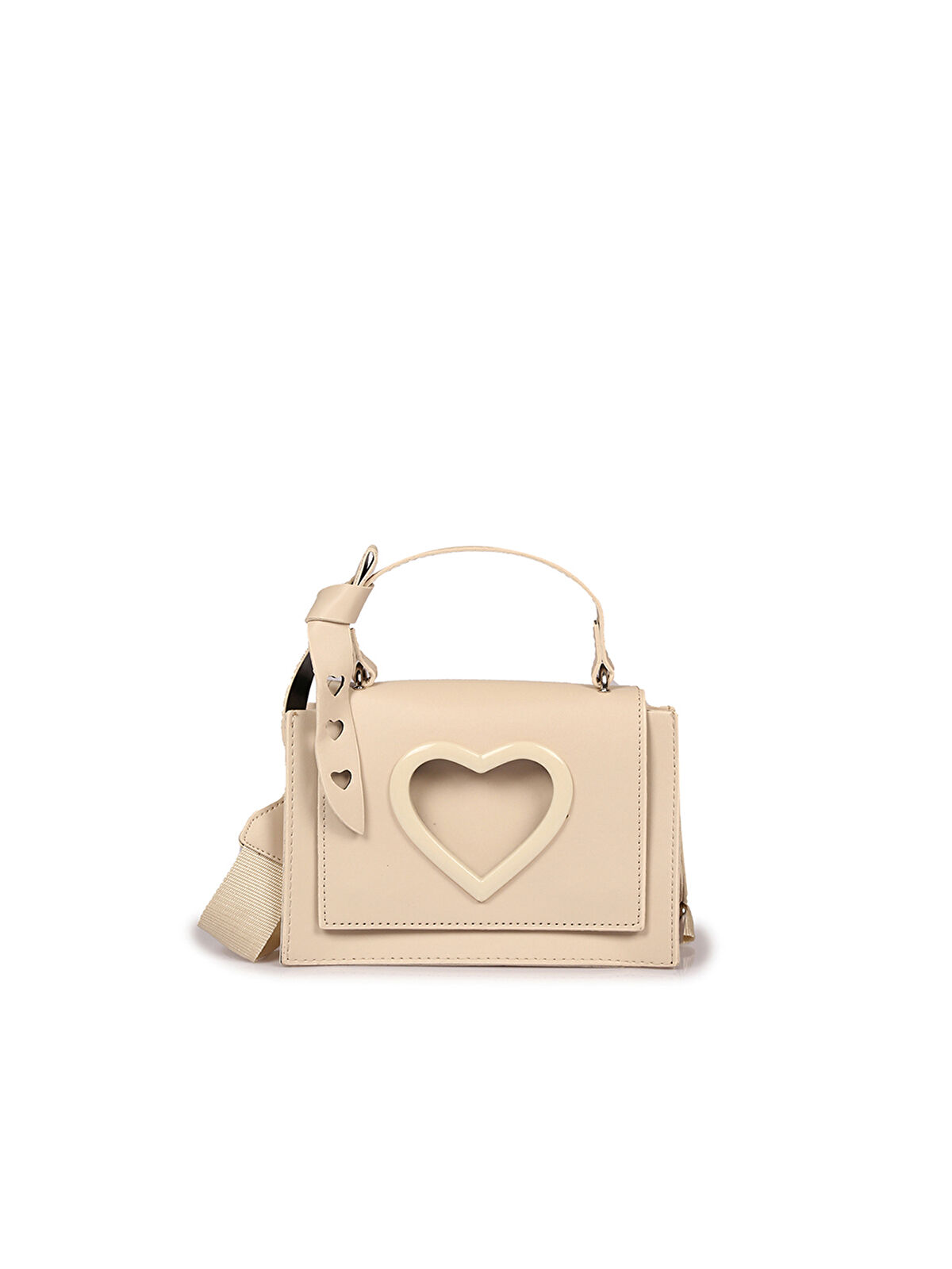 Stilgo Deri Görünümlü Kalp Detaylı Kadın Omuz Çantası