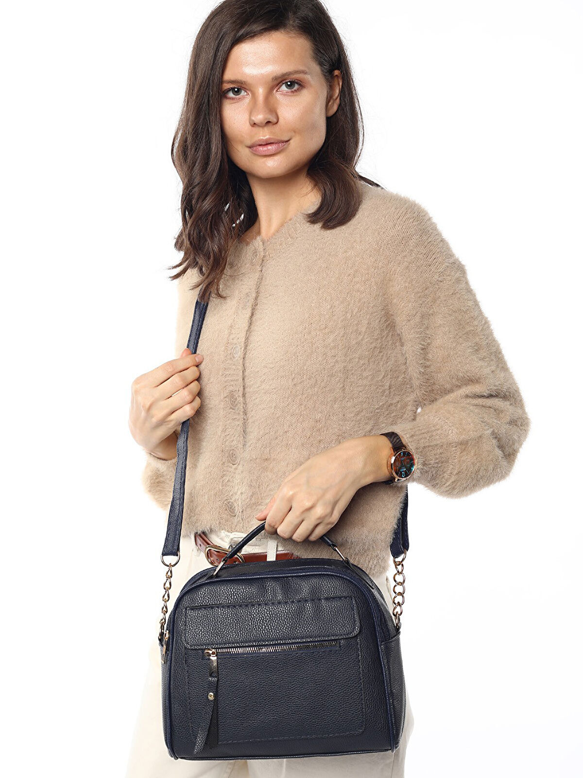 Madamra Çok Bölmeli Kadın Omuz Çantası