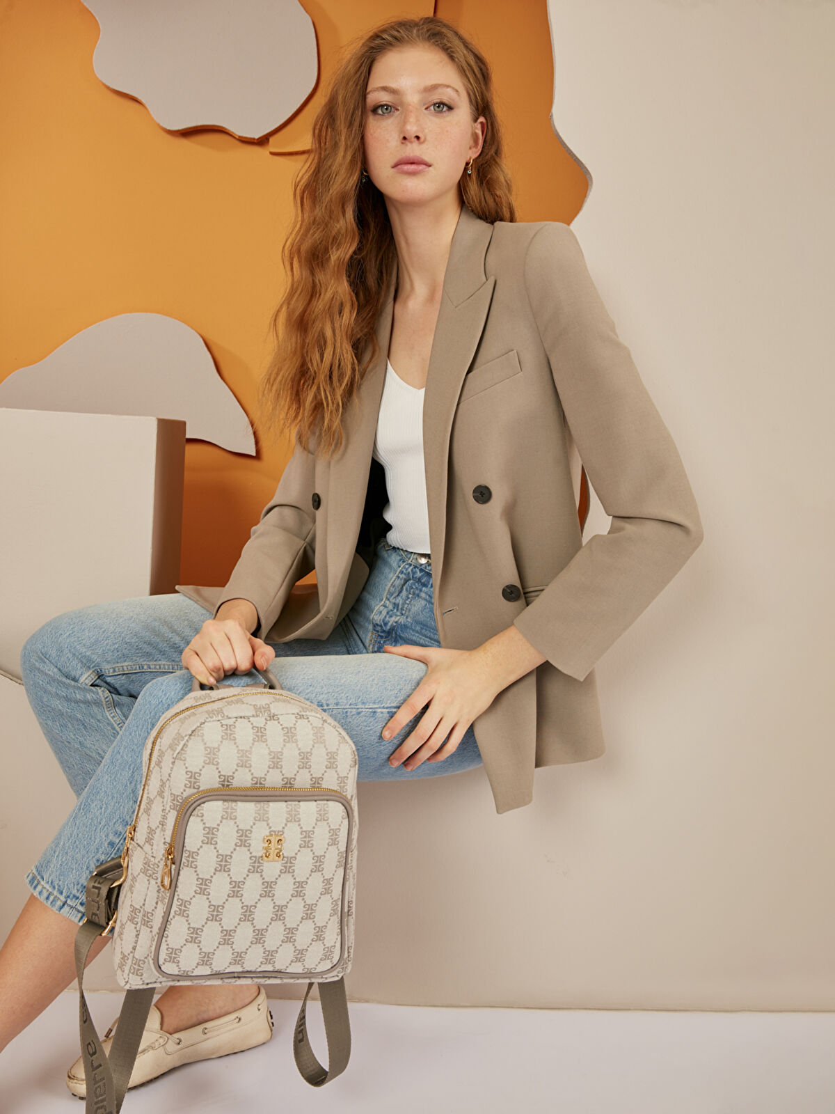 Pierre Cardin Desenli Kadın Sırt Çantası