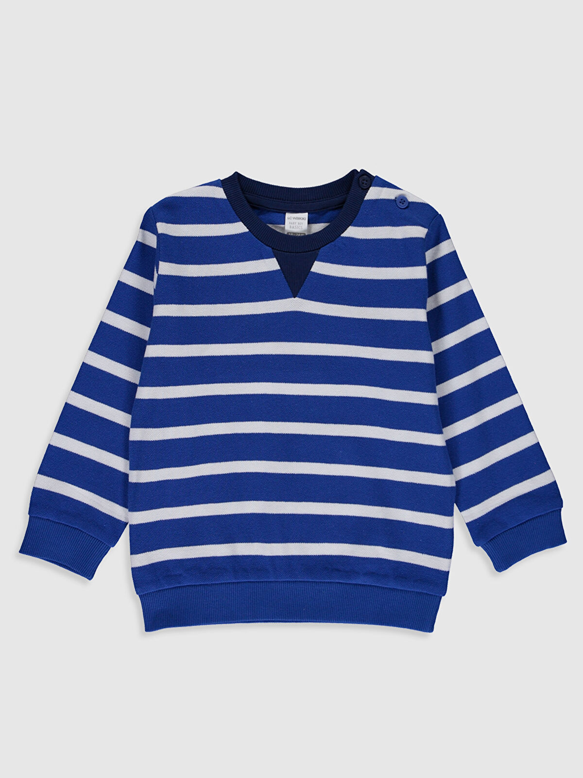 Bisiklet Yaka Uzun Kollu Çizgili Erkek Bebek Sweatshirt