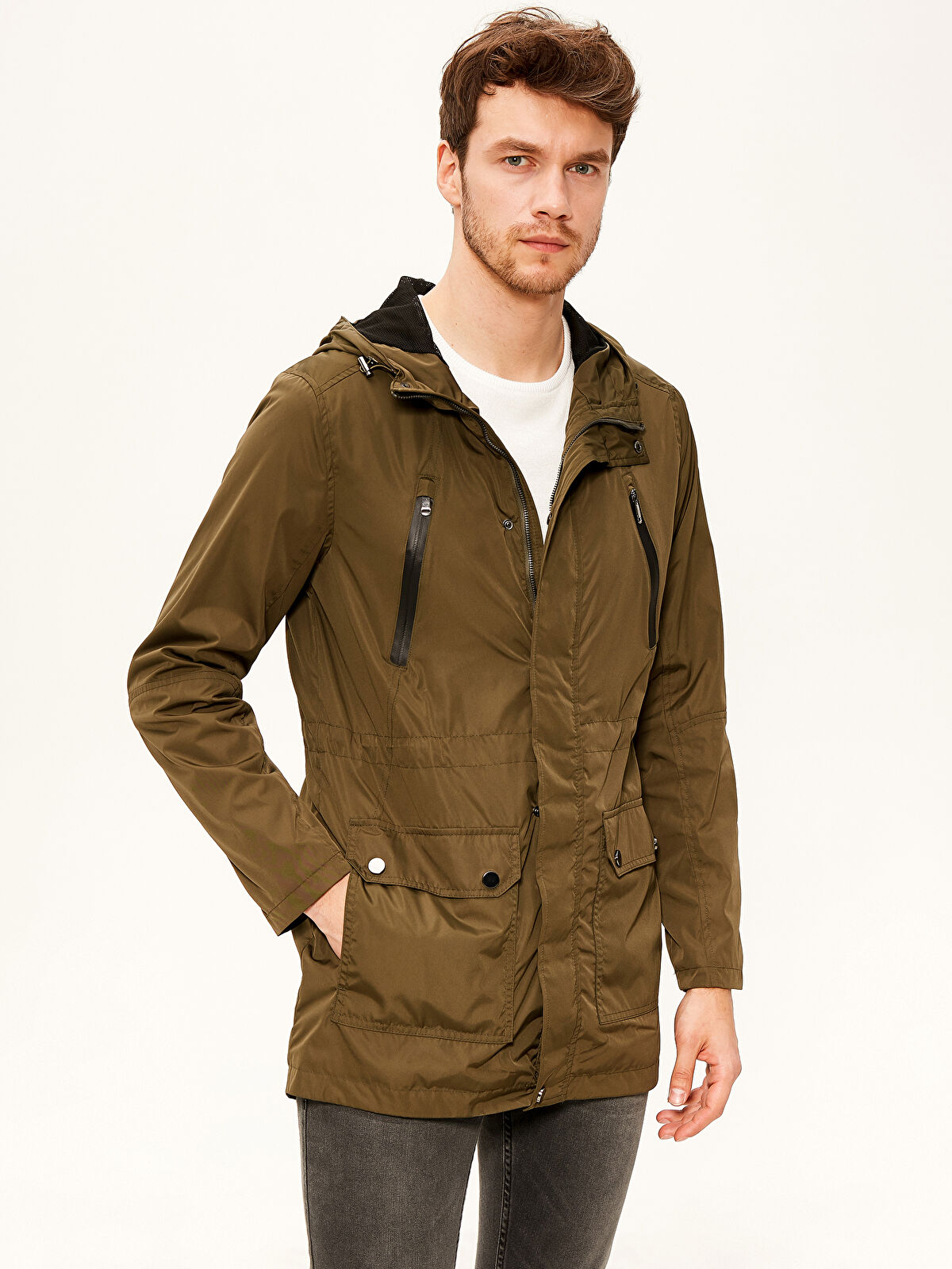 LCW VISION Slim Fit Kapüşonlu İnce Mont