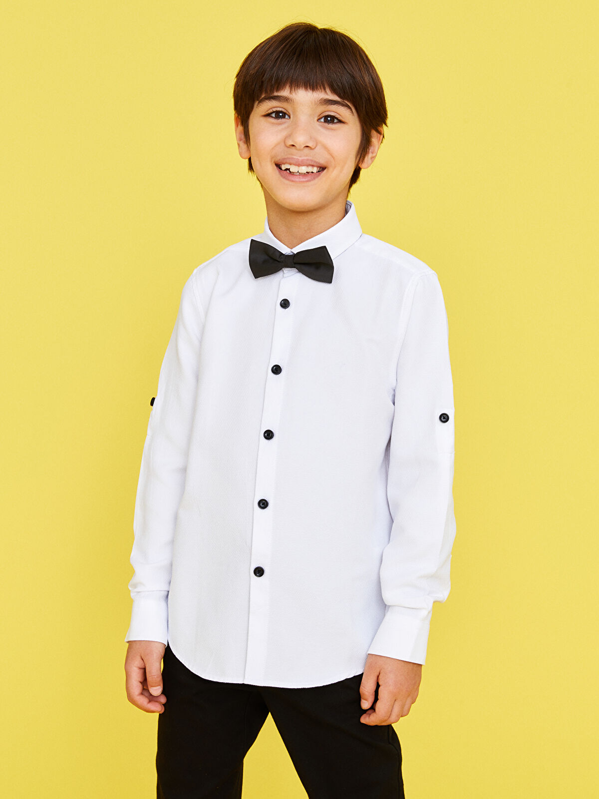 Basic Uzun Kollu Erkek Çocuk Gömlek ve Papyon Basic Uzun Kollu Erkek Çocuk Gömlek ve Papyon