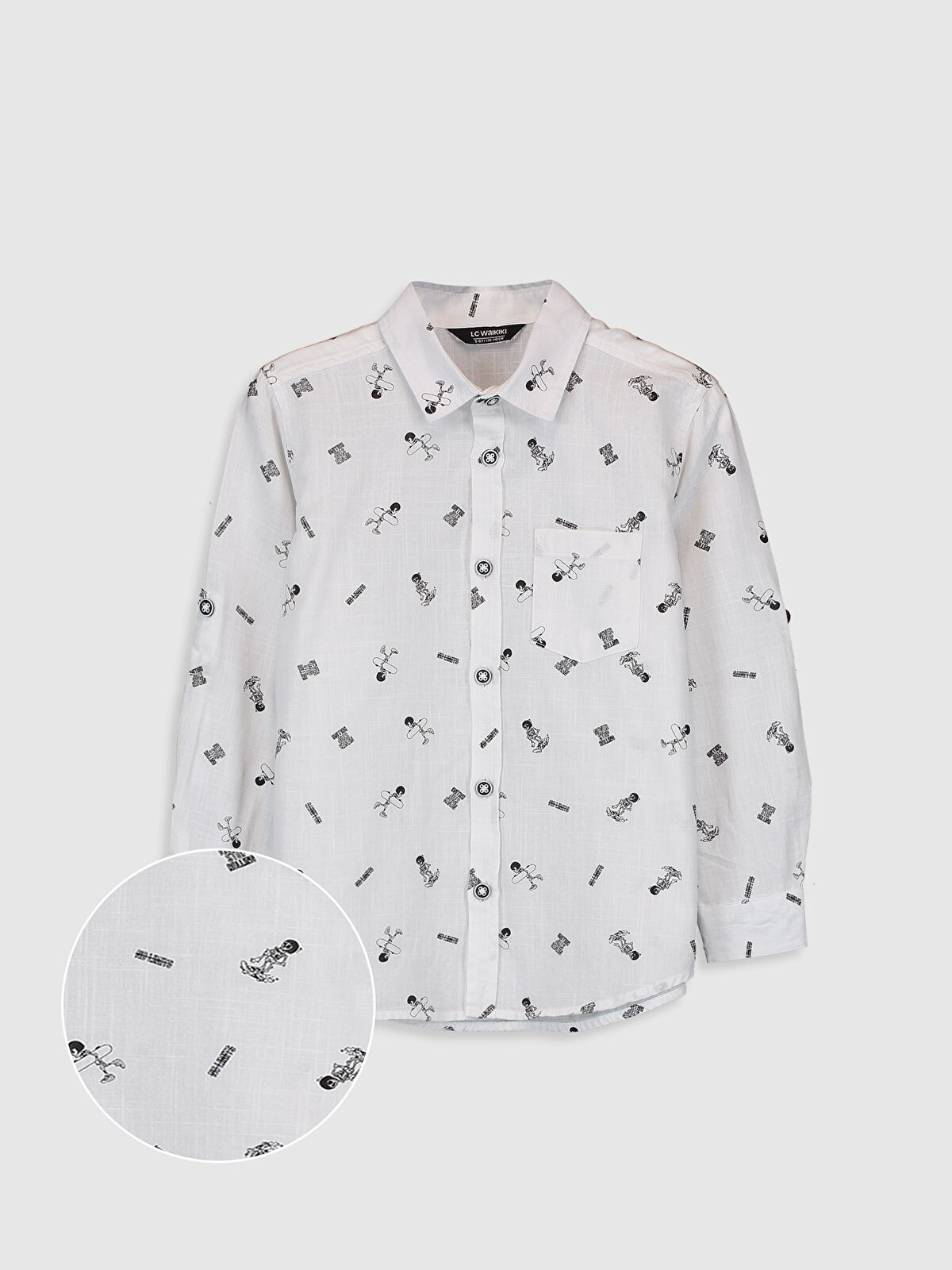 Desenli Uzun Kollu Poplin Erkek Çocuk Gömlek