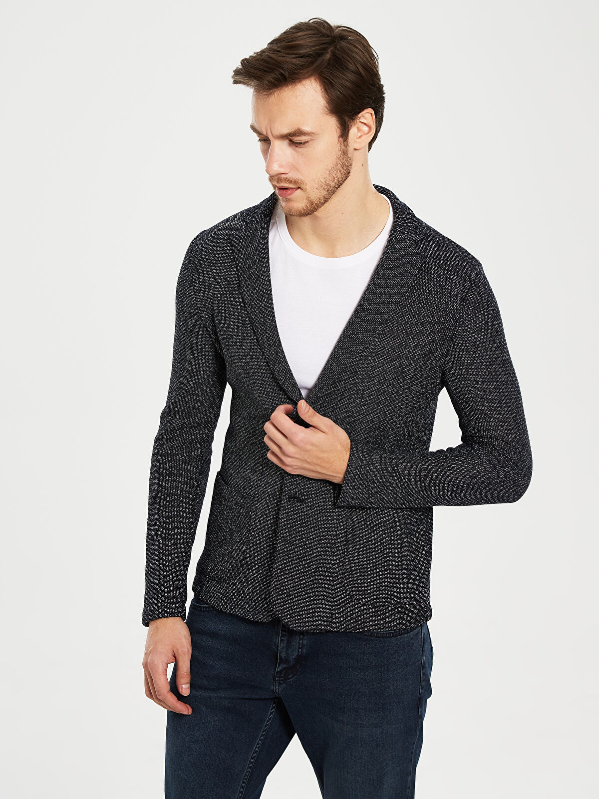 Slim Fit Şal Yaka Erkek Triko Hırka