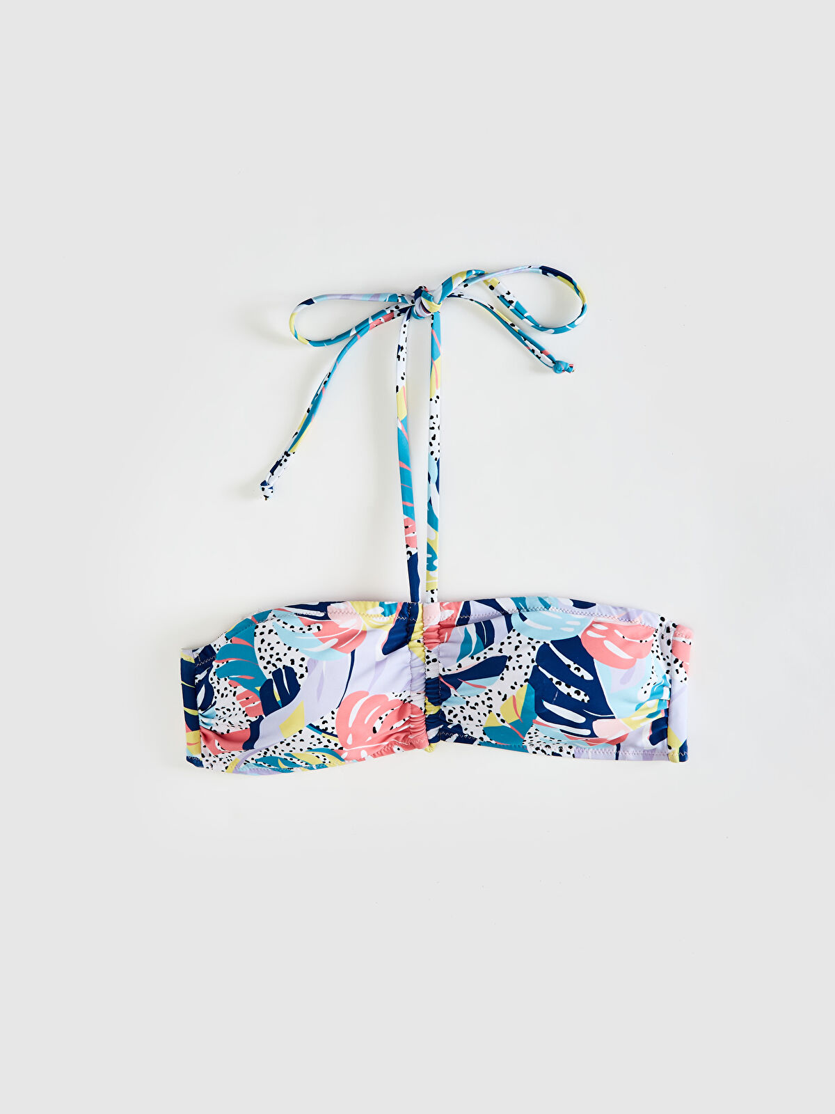 Desenli Boyundan Bağlamalı Bikini Üst