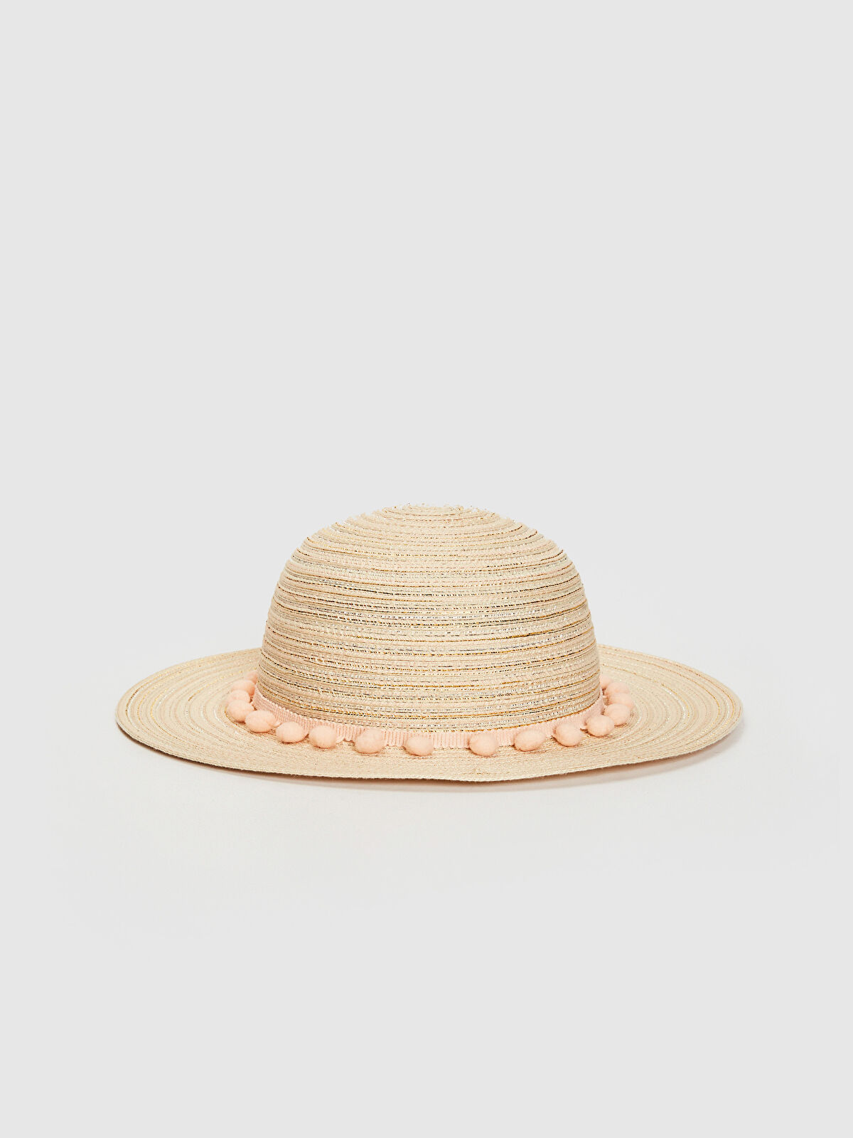 Kız Çocuk Ponpon Detaylı Hasır Fötr Şapka Kız Çocuk Ponpon Detaylı Hasır Fötr Şapka