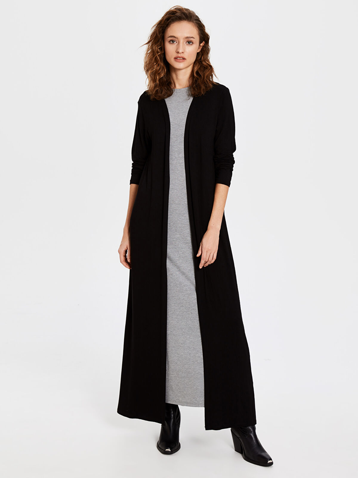 Uzun Esnek Viskon Kadın Elbise