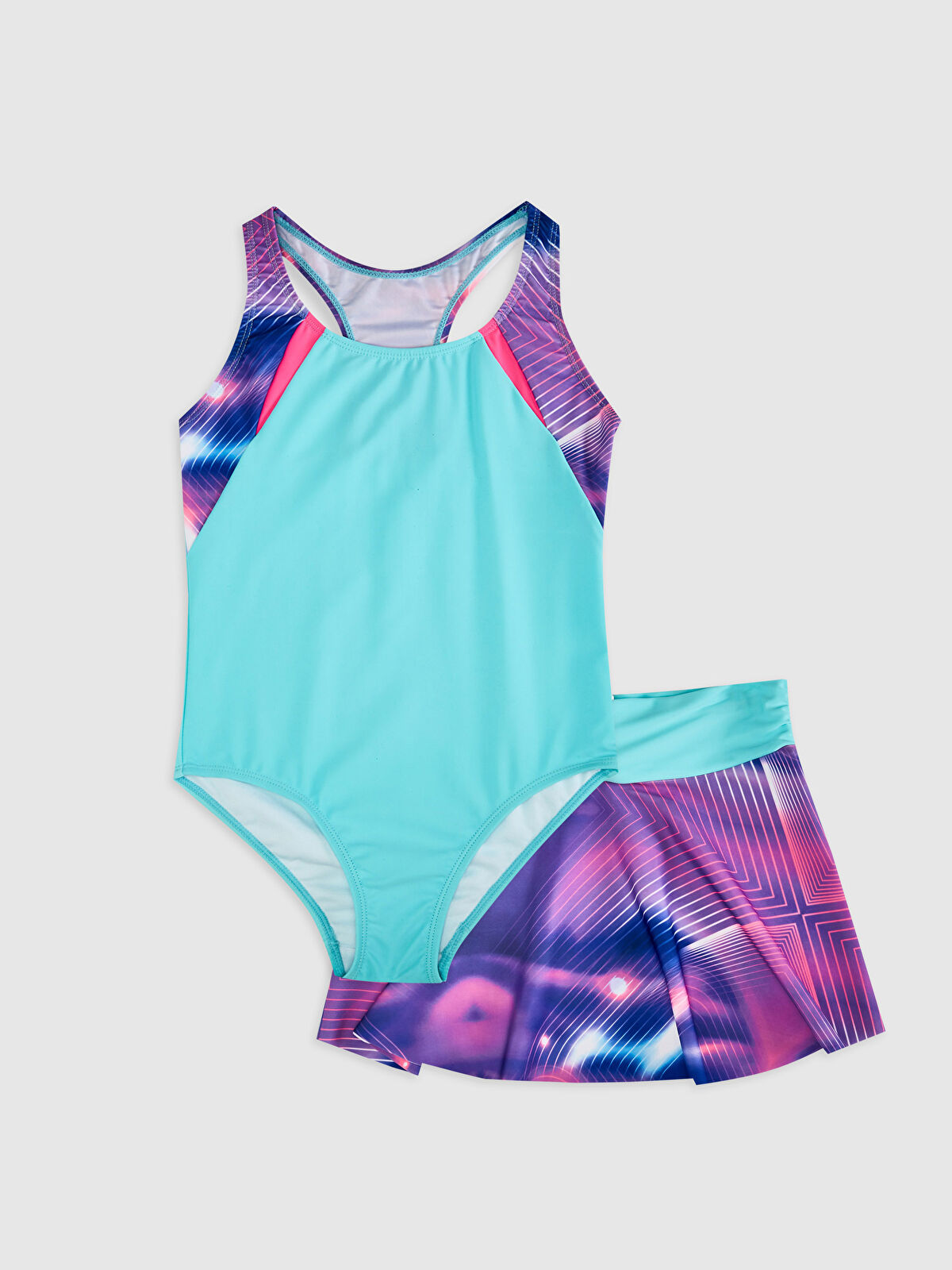 Esnek Kumaştan Kız Çocuk Mayo ve Etek