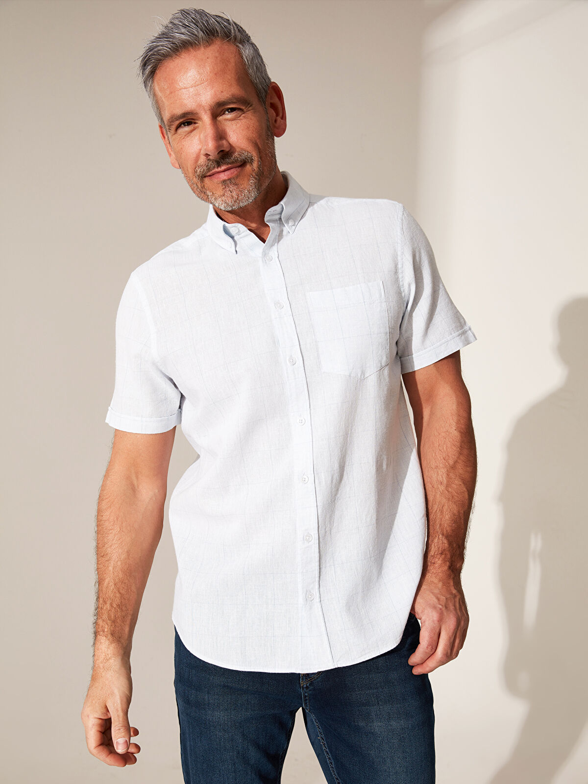 Regular Fİt Desenli Uzun Kollu Gömlek