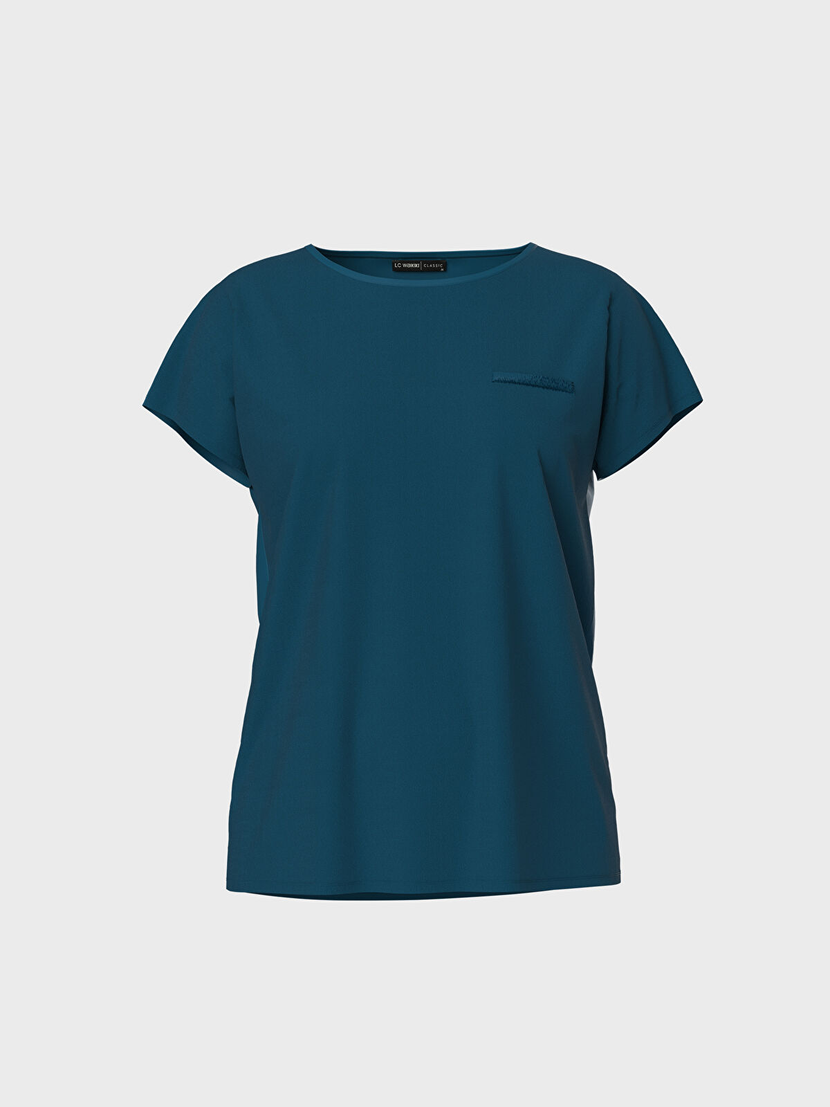 LCW CLASSIC Bisiklet Yaka Standart Fit Kısa Kollu Penye Kadın Esnek Viskon Tişört
