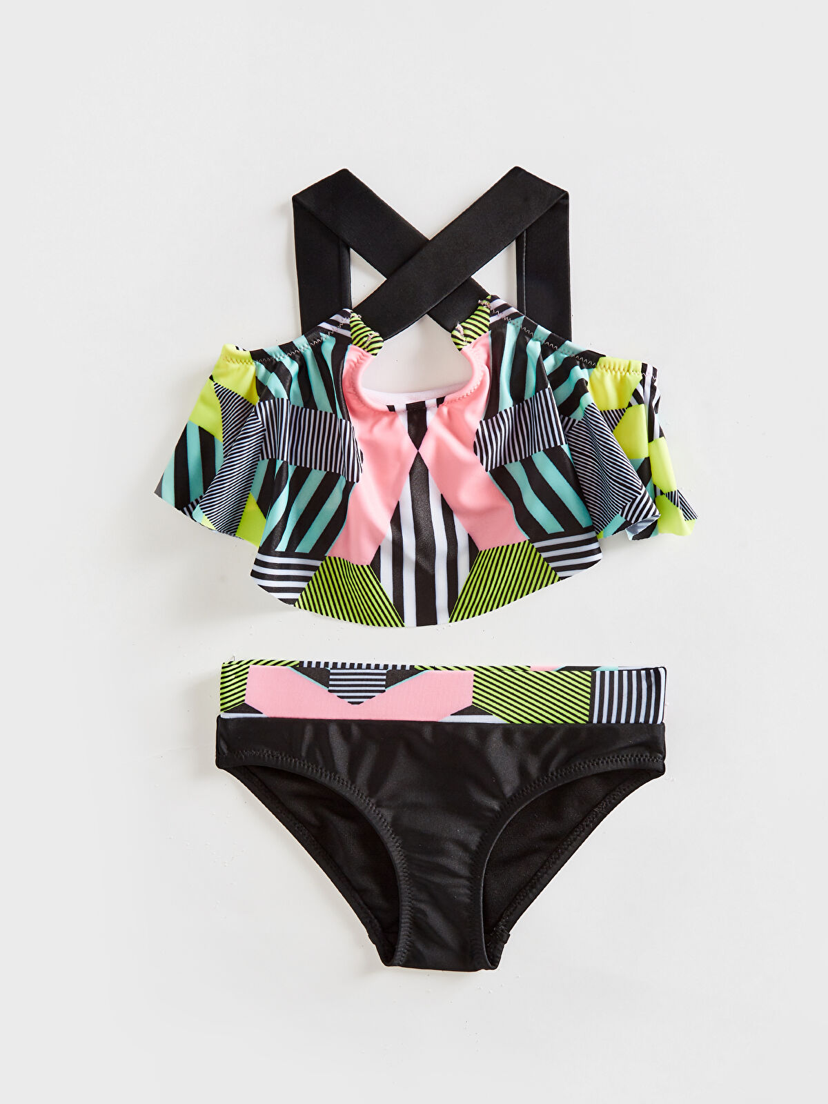 Kız Çocuk Desenli Bikini Anne Kız Kombini