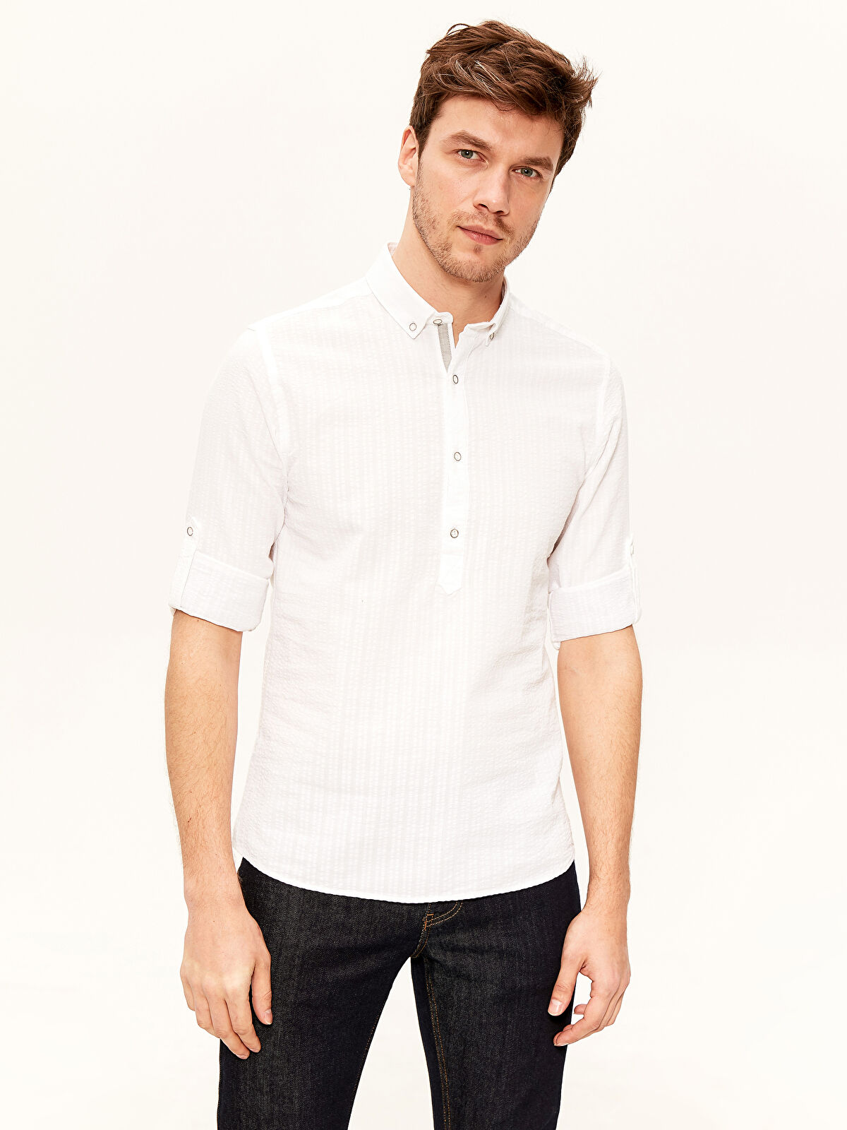 Slim Fit Dokulu Gömlek