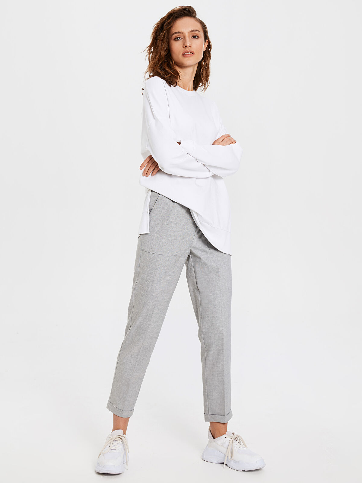 Beli Lastikli Bilek Boy Harem Pantolon