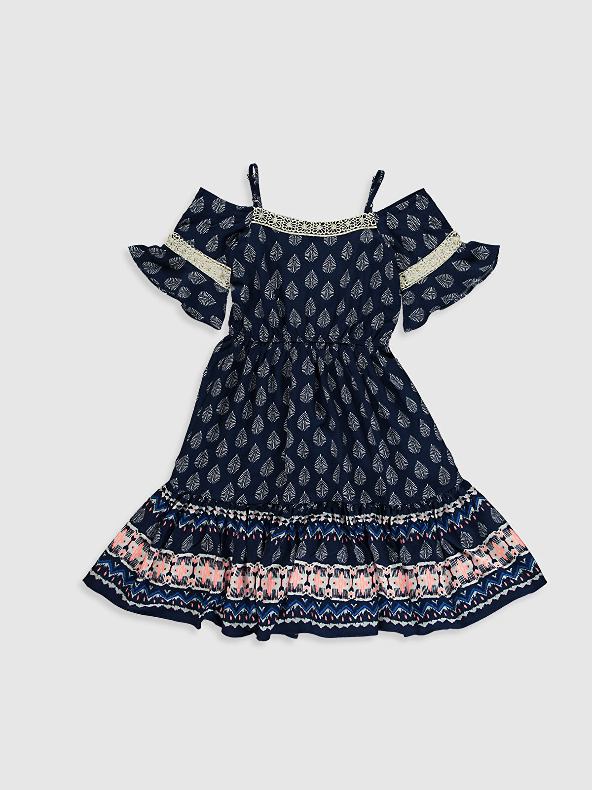 Kız Çocuk Omuzu Açık Viskon Elbise