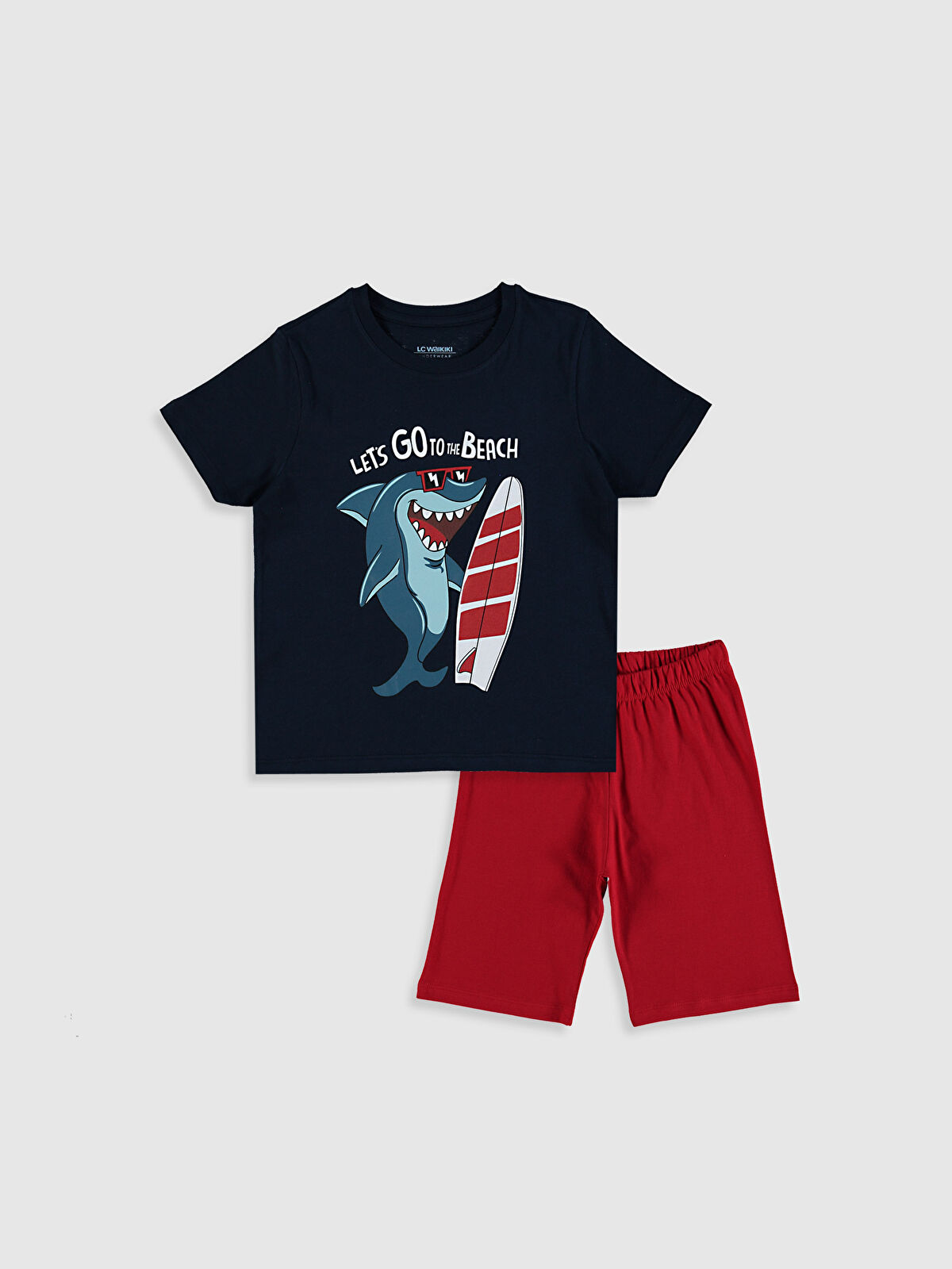 Bisiklet Yaka Kısa Kollu Erkek Çocuk Pijama Takım