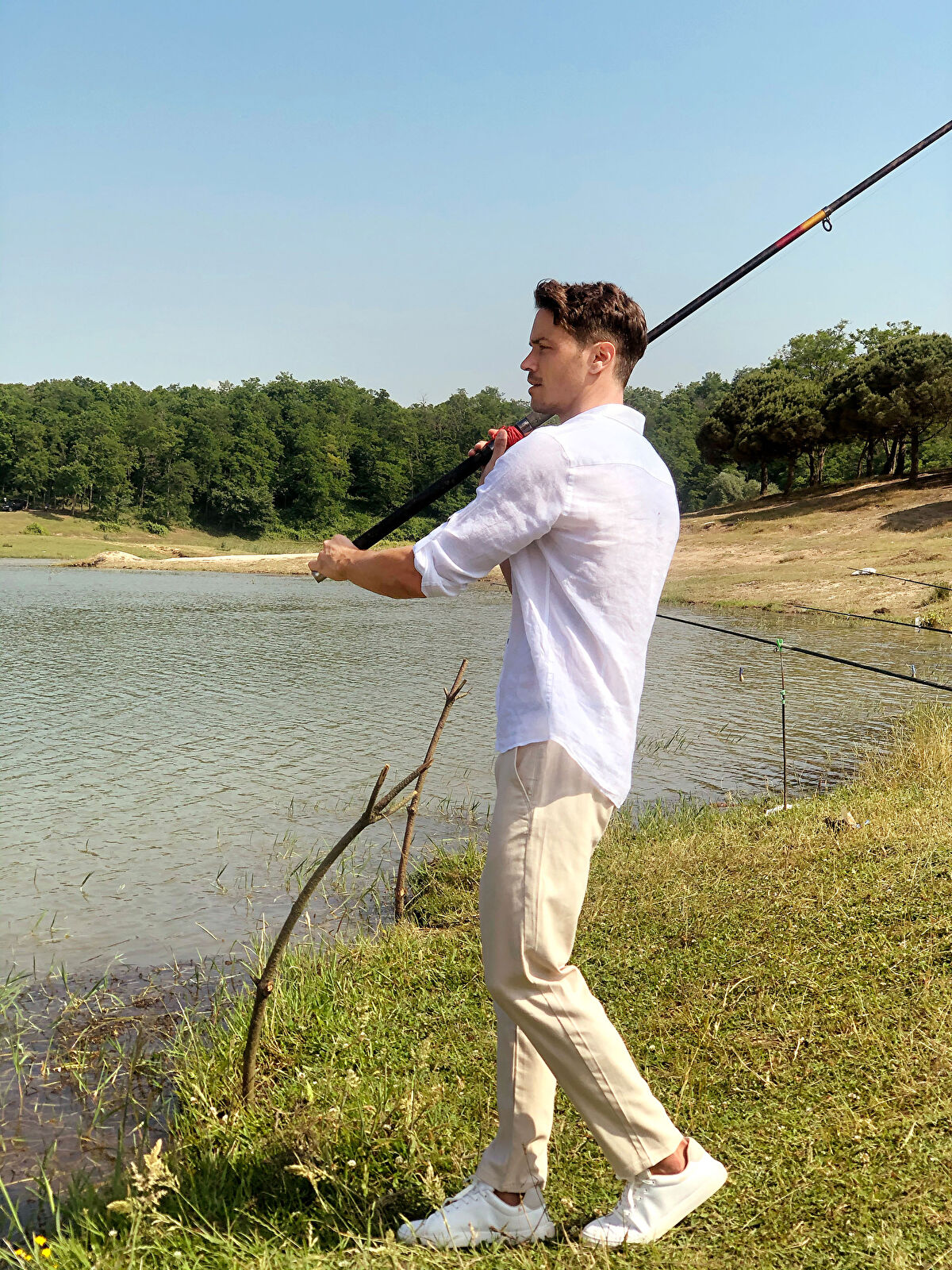 Slim Fit Esnek Keten Pantolon