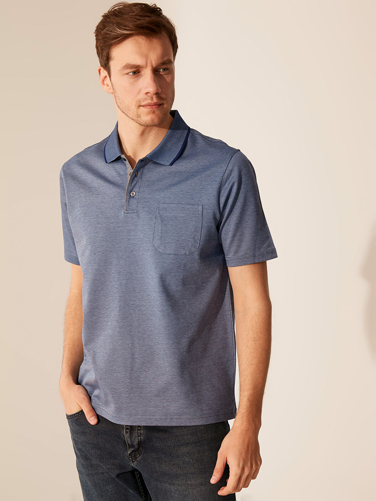 Merserize Polo Yaka Kısa Kollu Erkek Tişört