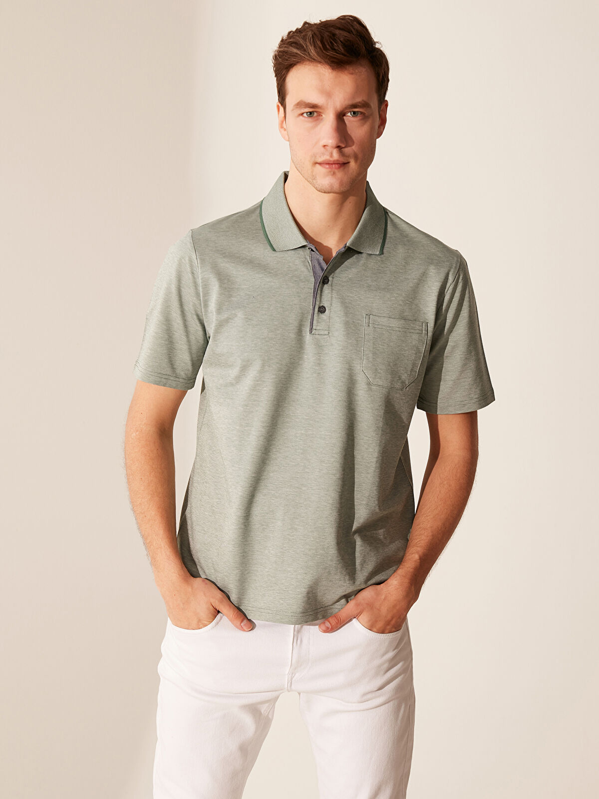 Merserize Polo Yaka Kısa Kollu Erkek Tişört