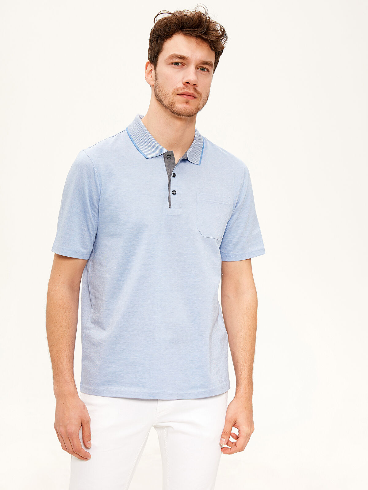 Merserize Polo Yaka Kısa Kollu Erkek Tişört