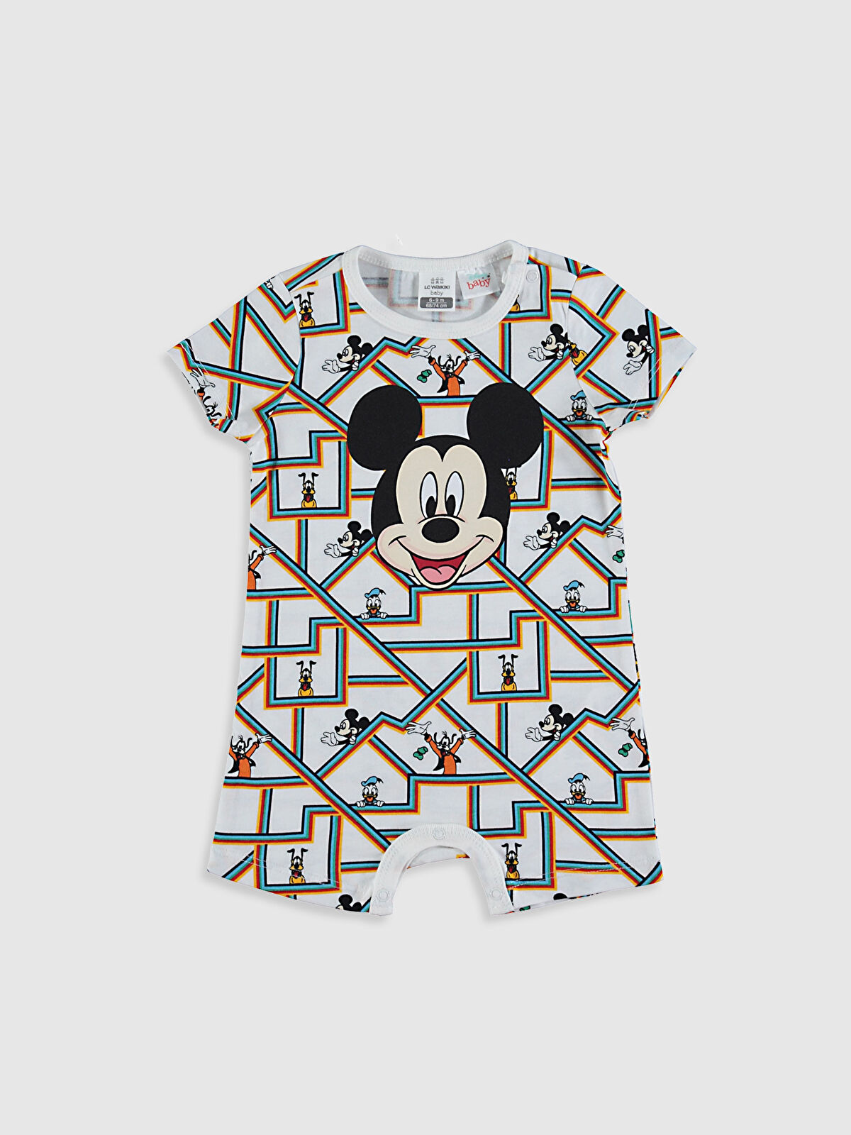 Bisiklet Yaka Kısa Kol Disney Baskılı Erkek Bebek Tulum