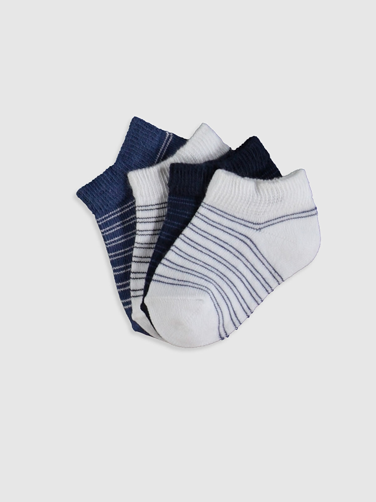 Erkek Bebek Çizgili Patik Çorap 4'lü