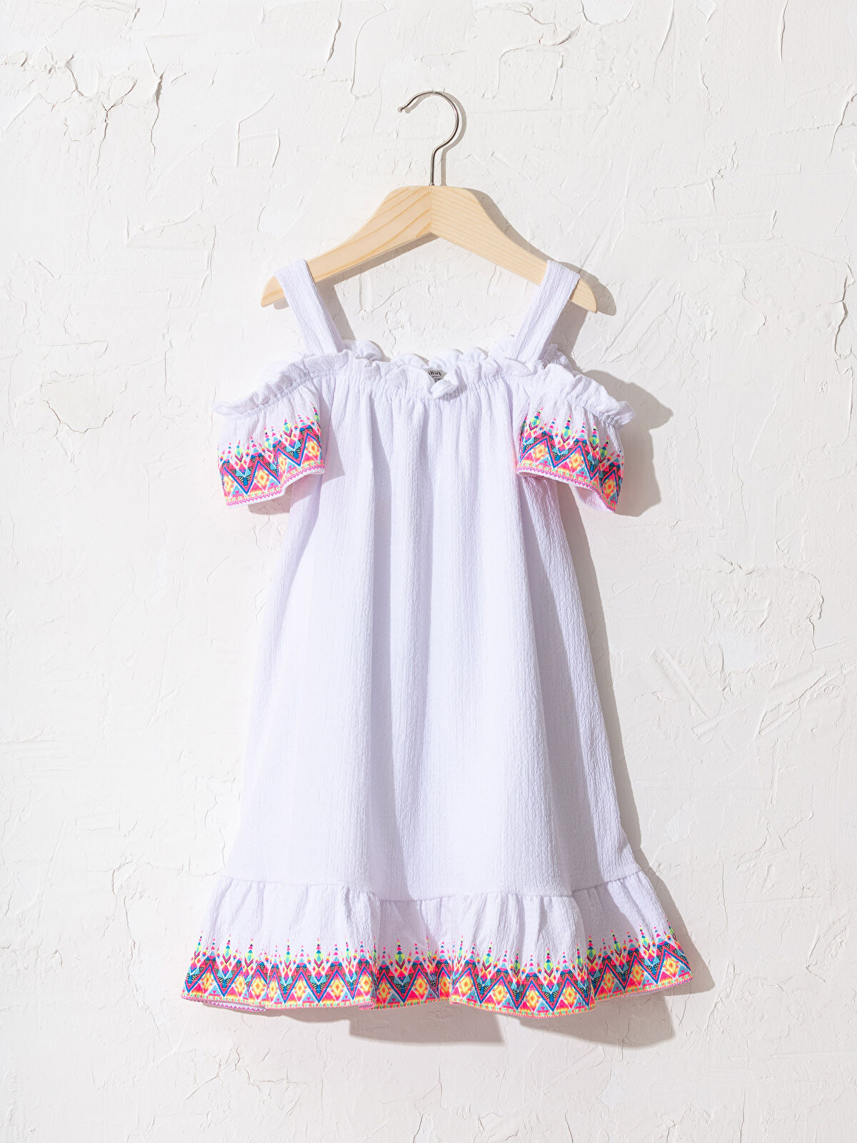 Kız Çocuk Omuzu Açık Pamuklu Elbise