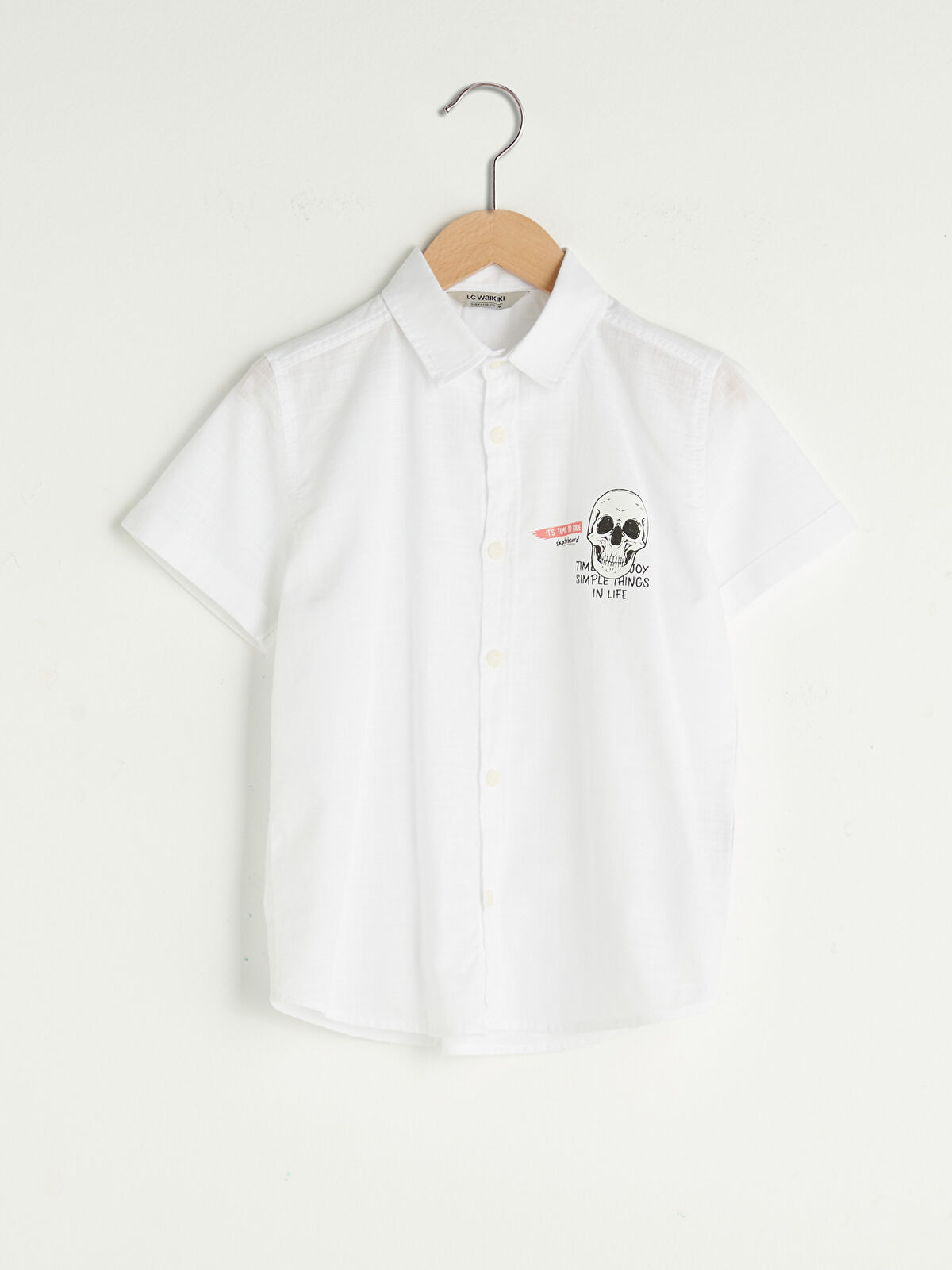 Baskılı Kısa Kollu Poplin Erkek Çocuk Gömlek