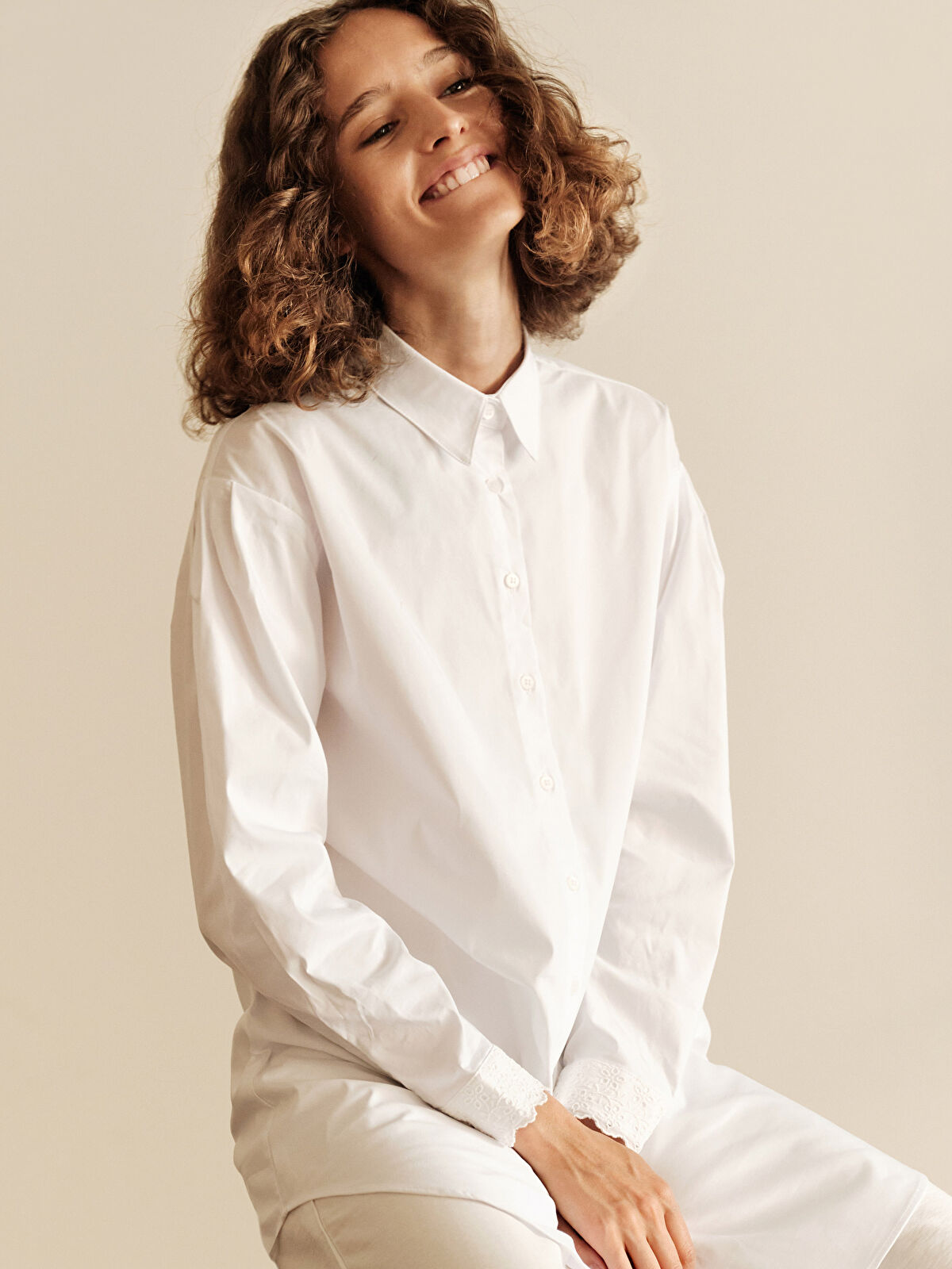 Fisto Detaylı Oversize Poplin Tunik