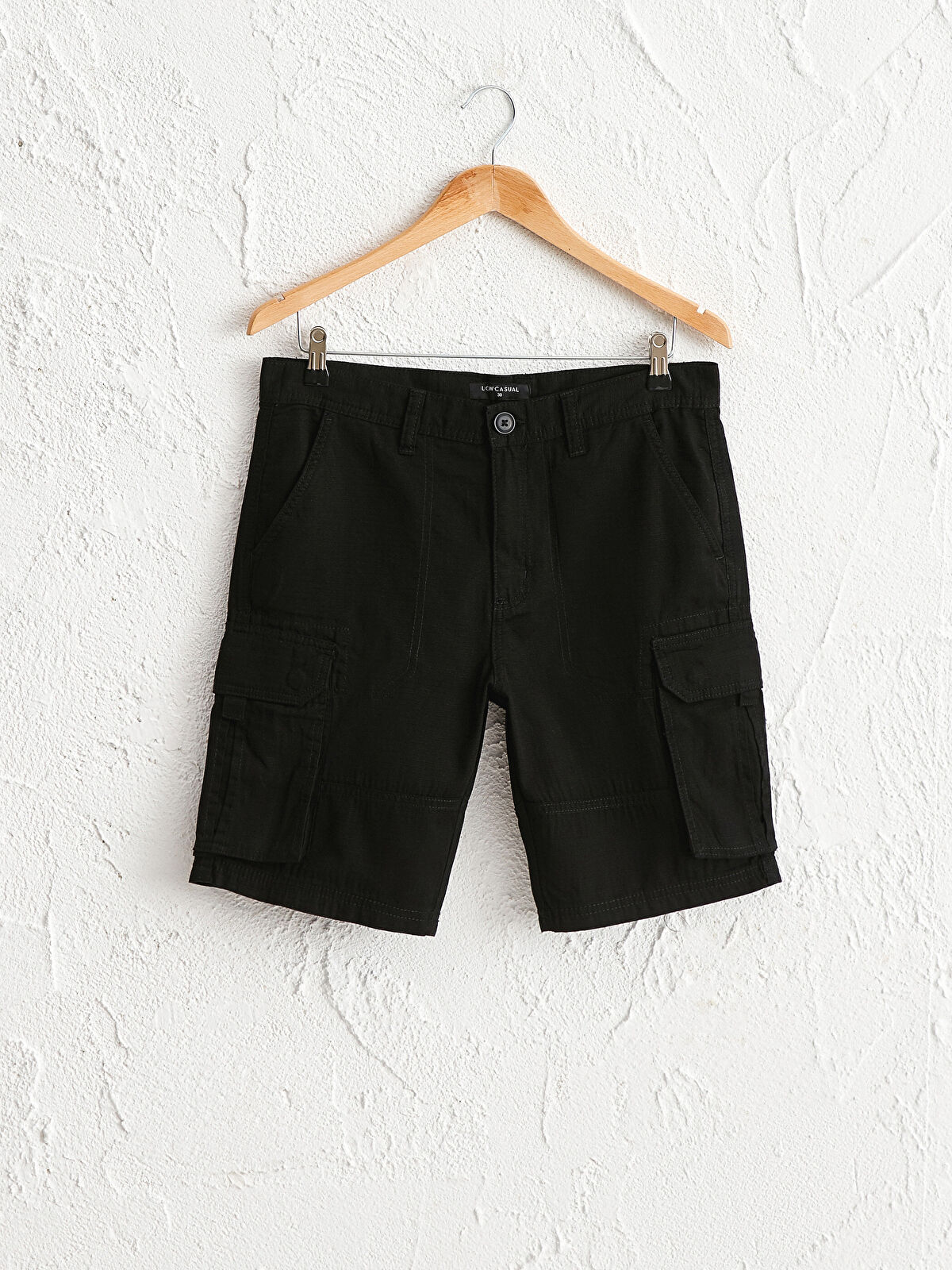 Regular Fit Kargo Cepli Gabardin Şort