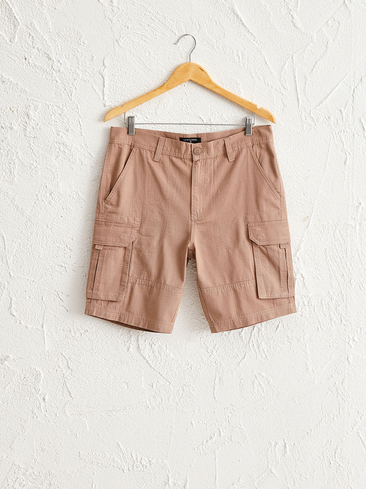 Regular Fit Kargo Cepli Gabardin Şort