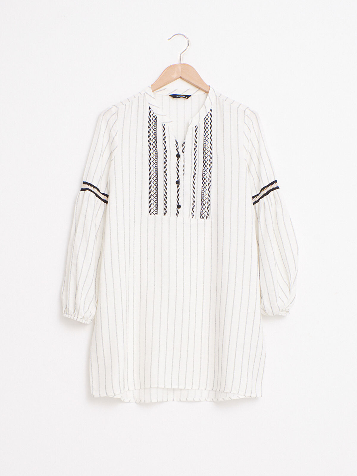 LCW CLASSIC Uzun Kollu Krep Kadın Desenli Salaş Tunik