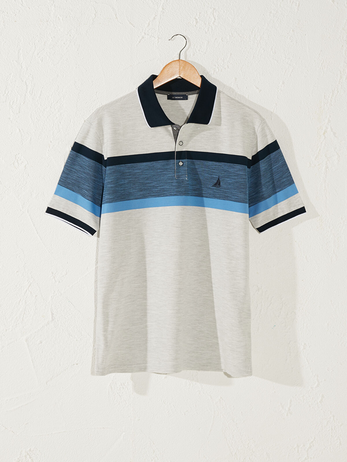 Merserize Polo Yaka Kısa Kollu Çizgili Erkek Tişört