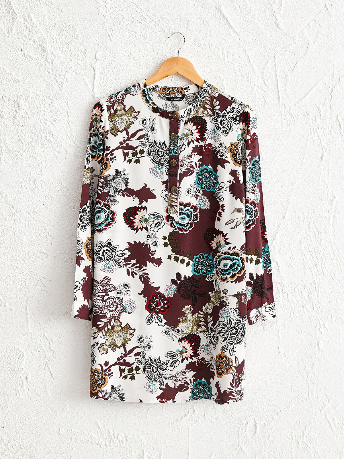 LCW GRACE Hakim Yaka Uzun Kollu Kadın Desenli Viskon Tunik