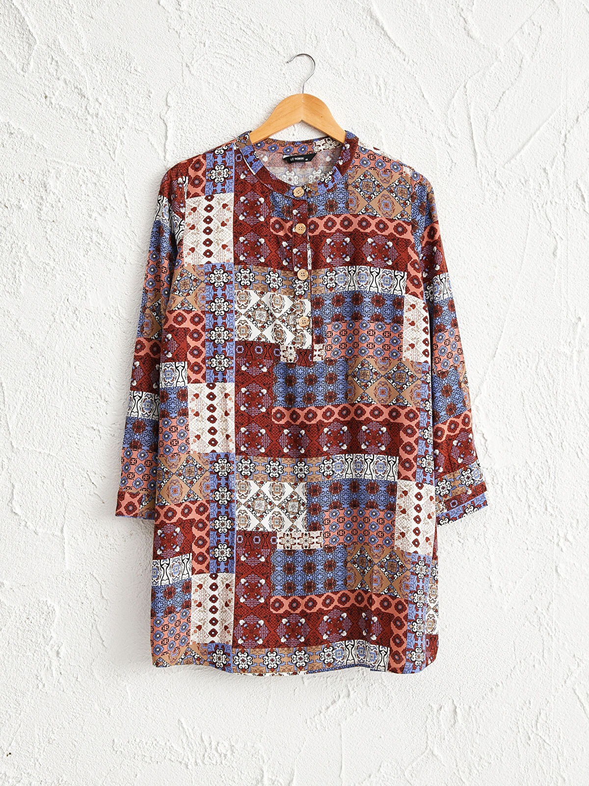 LCW GRACE Hakim Yaka Uzun Kollu Kadın Desenli Viskon Tunik