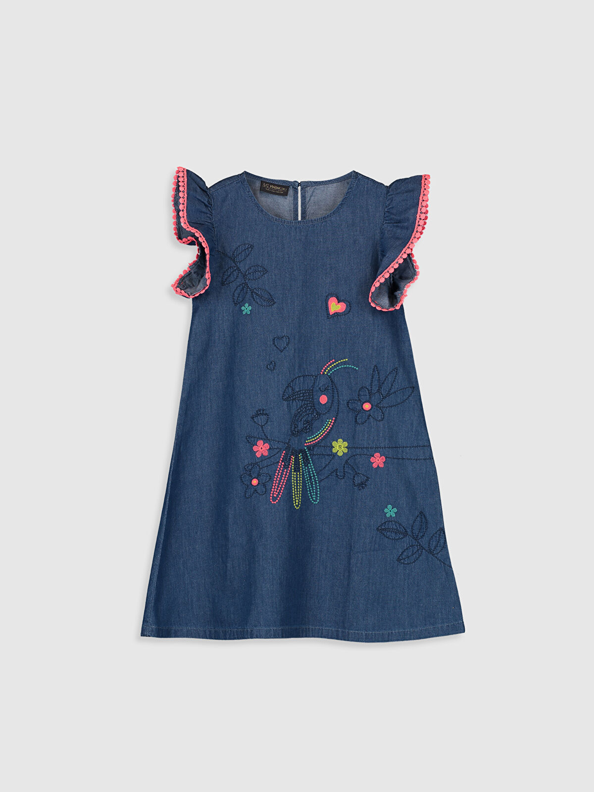 Kısa Kollu Kız Çocuk Jean Elbise
